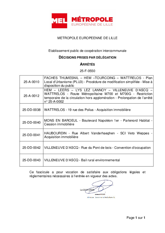 Fascicule N 550 du 22 janvier 2025 (.pdf) | Métropole européenne de Lille